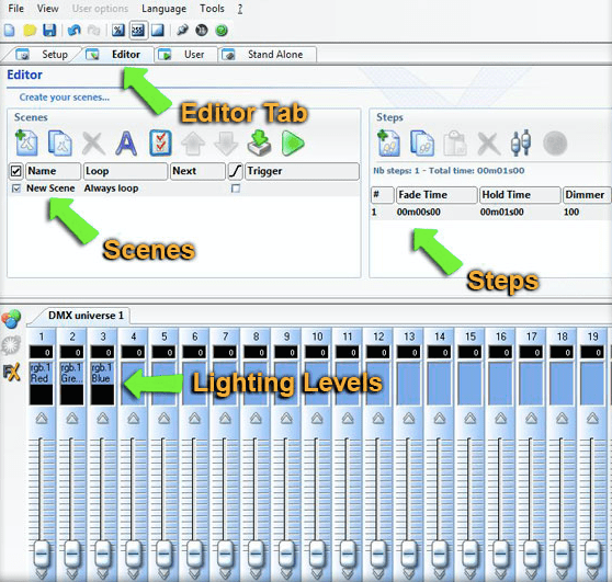“DMX Lighting Control Software” – © Topco Lighting, Dial System ...